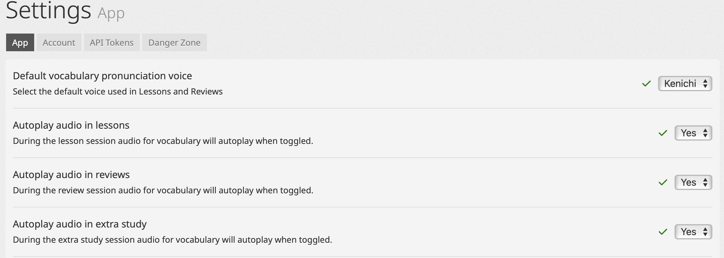 App Settings | WaniKani Knowledge